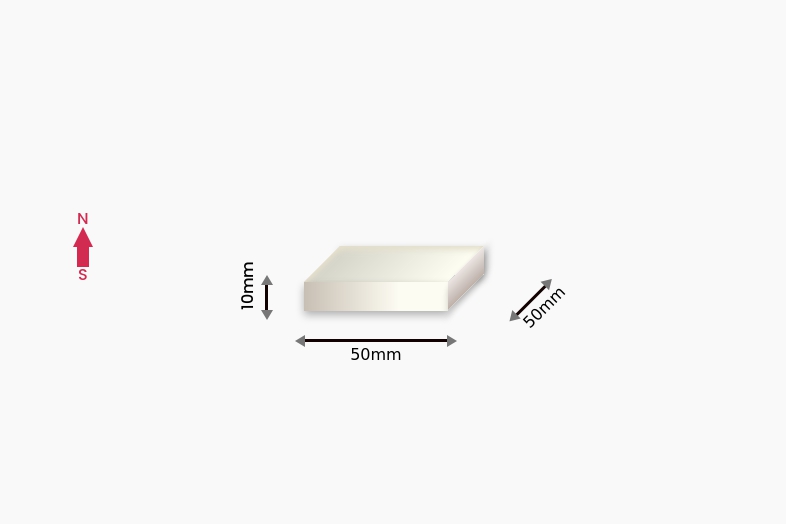 Block Neodymium N36 50x50x10mm Ni